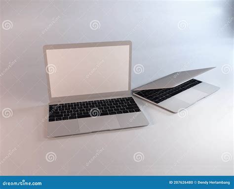 Realistic Laptop Mockup Template Scene Editorial Image Illustration Of Portable Realistic