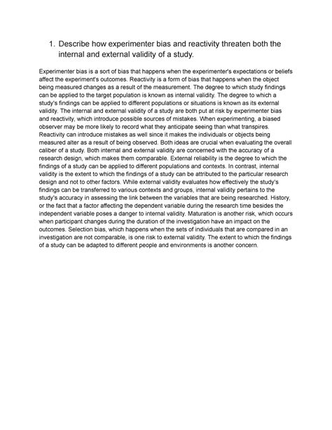 Psyc 225 Essay Answer 20 Google Docs 1 Describe How Experimenter