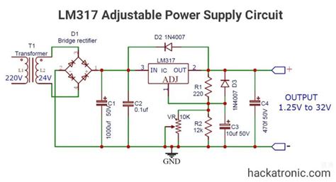 The Circuit Diagram For An Lm Adjustable Power Supply Circuit