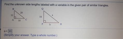 Solved Find The Unknown Side Lengths Labeled With A Variable