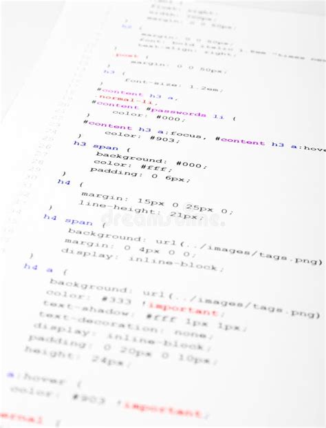 Page Of HTML Code Stock Photo Image Of Focus Data White 12184812