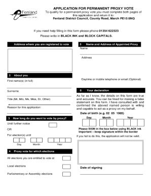Fillable Online BLANK PERMANENT Proxy Application Fax Email Print PdfFiller