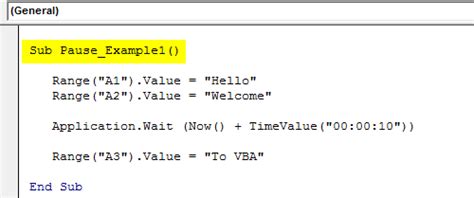 Vba Pause Pause Vba Code Using Sleep And Wait Function