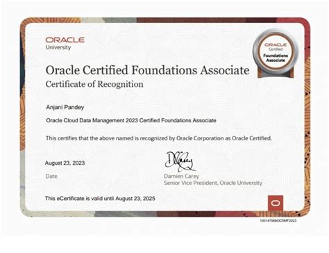 anjani pandey on linkedin oraclecertified clouddatamanagement