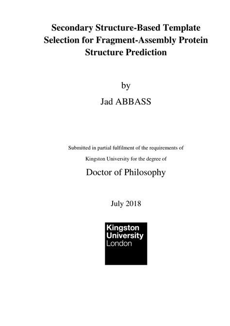 pdf secondary structure based template selection for fragment assembly protein structure