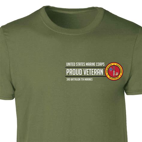 3rd Battalion 7th Marines Patch Proud Veteran Graphic T Shirt Sgt Grit