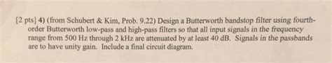 Solved Design A Butterworth Bandstop Filter Using Chegg