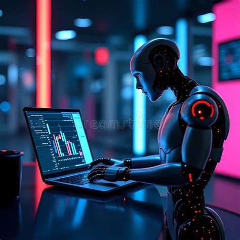 Ai Robot Analyzing Stock Market Data On A Computer Editorial Stock Image Image Of Futuristic