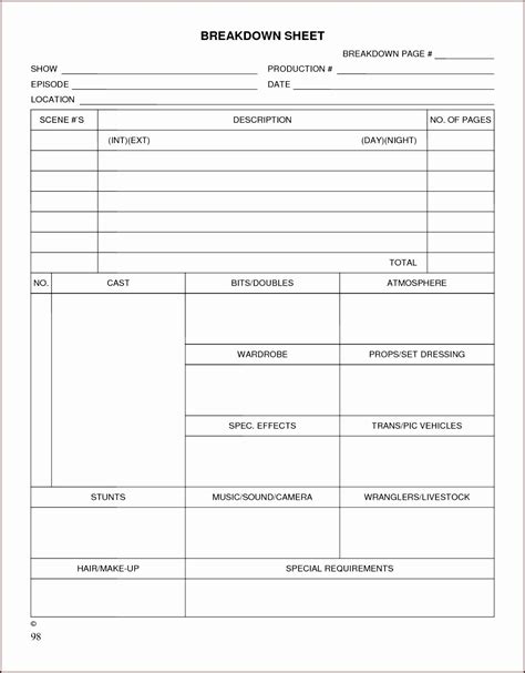 Script Breakdown Template Excel Oonasad