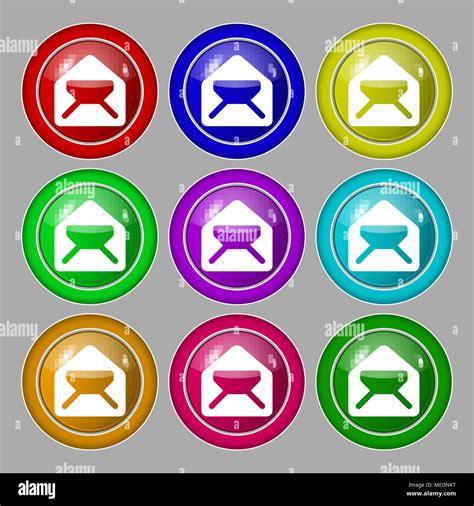 Mail Envelope Letter Icon Sign Symbol On Nine Round Colourful Buttons Vector Illustration
