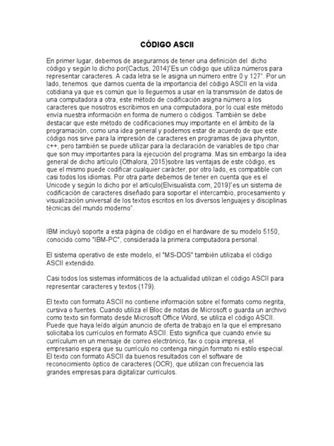 código ascii pdf ascii codificación de caracteres