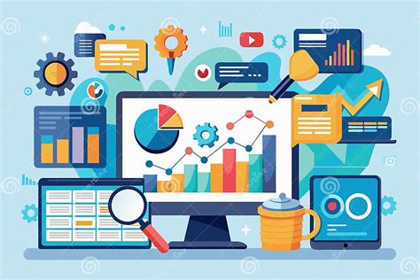 A Computer Displays Colorful Charts And Graphs Representing Online Marketing Data Analysis