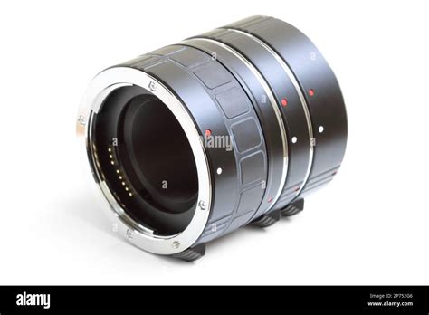Set Of Extension Tube Used For Macro Photography On White Background