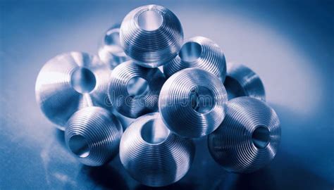 Overlapping Spheres And Cylinders With Metallic Reflections Stock
