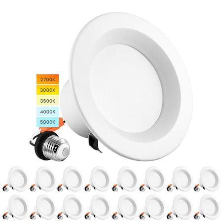 Luxrite 4 LED Recessed Can Lights 5 CCT Selectable 2700K 5000K 10W 60W Equivalent 750LM
