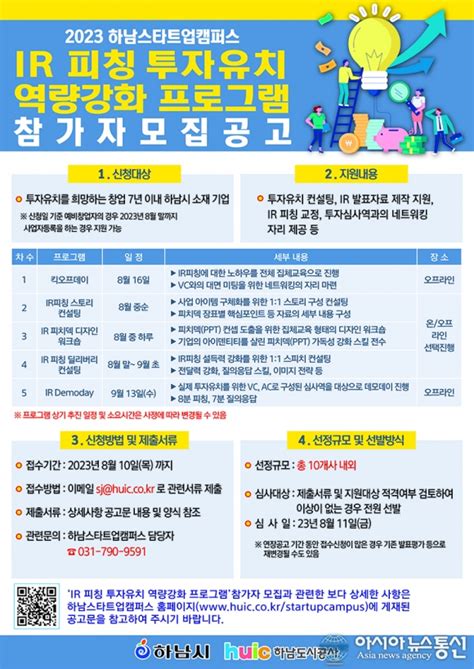 하남스타트업캠퍼스 Ir 피칭 투자유치 역량강화 프로그램 참여기업 연장 모집