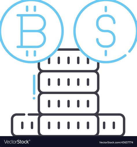 Bitcoin Line Icon Outline Symbol Royalty Free Vector Image