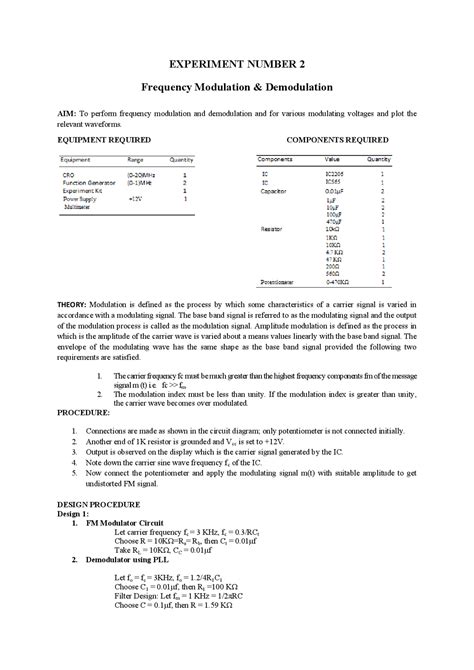 02 Frequency Modulation And Demodulation Docsity