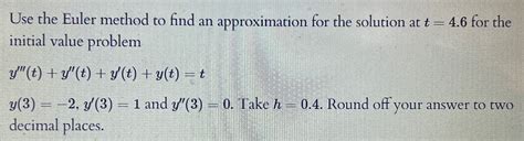 Solved Use The Euler Method To Find An Approximation For The Chegg