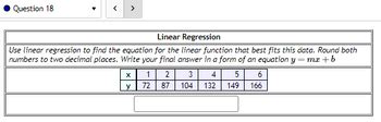 Answered: Linear Regression Use linear regression to find the equation for the linear function ...