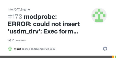 Modprobe ERROR Could Not Insert Usdm Drv Exec Format Error Issue 173 Intel QAT Engine