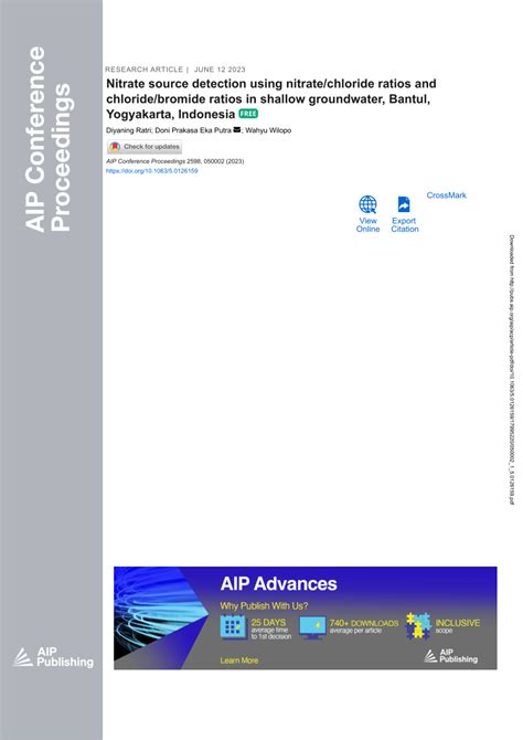 Pdf Nitrate Source Detection Using Nitratechloride Ratios And