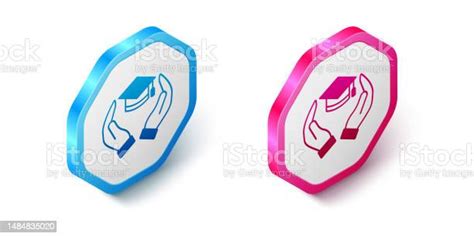 아이소메트릭 교육 보조금 아이콘은 흰색 배경에 분리되어 있습니다 수업료 금융 교육 예산 기금 장학금 프로그램 졸업 모자 육각형 버튼 벡터 3차원 형태에 대한 스톡 벡터 아트