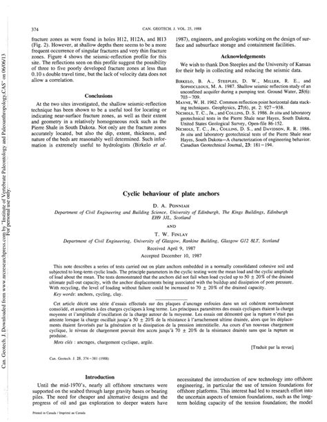 Pdf Cyclic Behaviour Of Plate Anchors