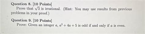 solved question 8 [10 points] prove that 3 is irrational