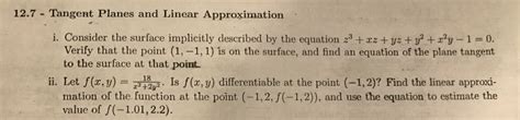 Solved Tangent Planes And Linear Approximation I Chegg Com