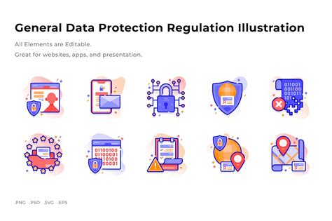 通用数据保护条例gdpr插画彩色图标素材 Pngpsdsvg 云瑞设计
