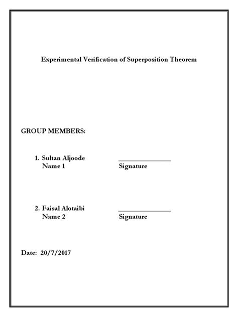 Experimental Verification Of Superposition Theorem Pdf Electrical