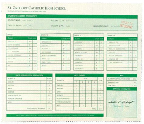 College Transcript Template Free