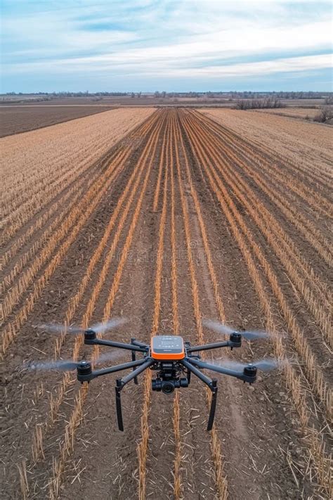 Autonomous Drone Capturing Real Time Crop Health Data In Agricultural Field Monitoring Stock