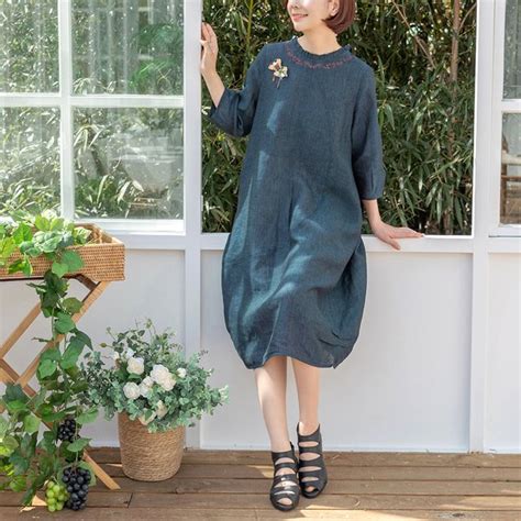 보은 린넨 원피스 미시옷 빅사이즈 엄마옷 생활한복 중년 여성 마담 Ssgcom