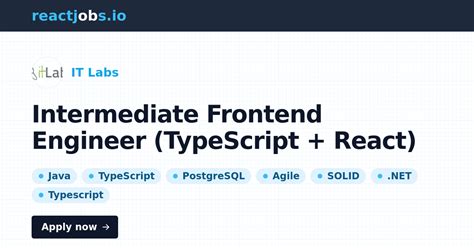 Remote Intermediate Frontend Engineer Typescript React At It Labs