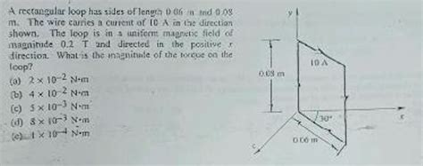 solved a rectangular loop has sides of length 0 06m and