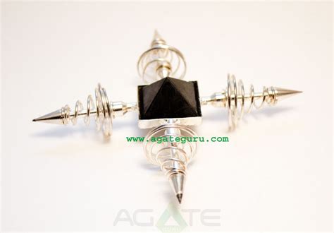 Black Tourmaline Silver Coiled Generator Agate Guru