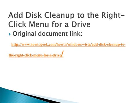Ppt Add Disk Cleanup To The Right Click Menu Powerpoint Presentation