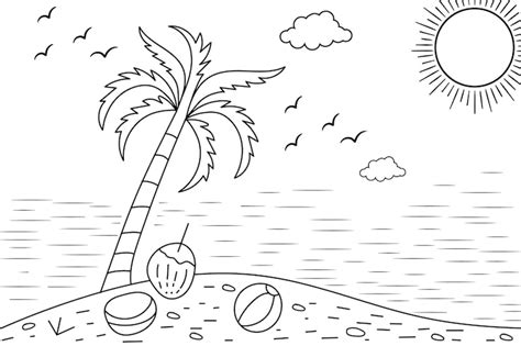 8 페이지 해변 색칠도안 이미지 Freepik에서 무료 다운로드