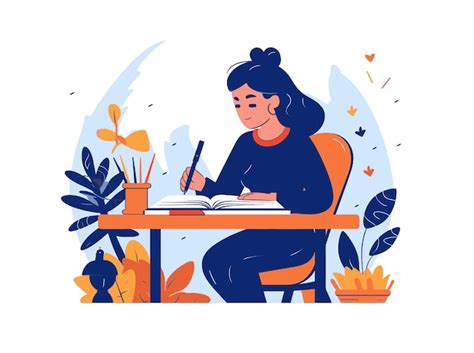 Premium Vector Woman Vector Illustration Flat Style Writing