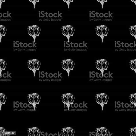 검은 배경에 고립 된 추상적 인 장미 꽃의 원활한 손으로 그린 패턴 벡터 꽃 그림입니다 귀여운 낙서 현대 고립 된 팝 아트 요소 개요 귀여운에 대한 스톡 벡터 아트 및 기타