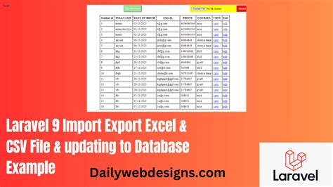 laravel 9 import export excel and csv file and updating to database example