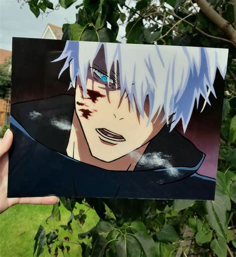 Gojo Anime Glass Painting Etsy Glass Painting Painting Anime