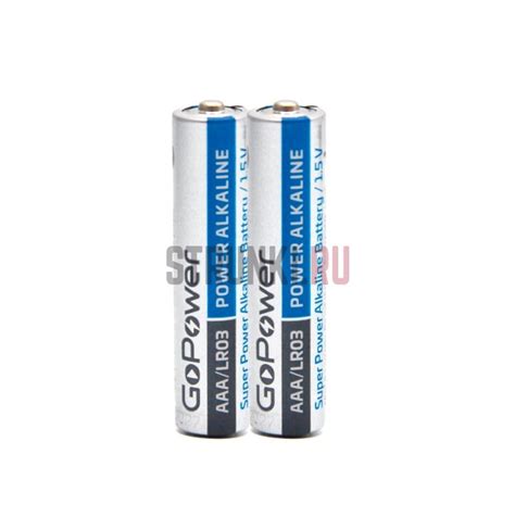 Элемент питания AAA/LR03 щелочной 1.5В, 2шт, GoPower 00-00015600 Super ...