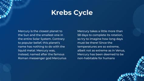 Biochemistry Lesson For University Krebs Cycle Presentation