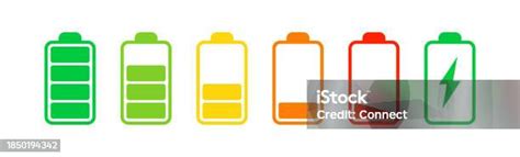 배터리 아이콘입니다 충전 에너지 기호 전체 전력 전력 어큐뮬레이터 레벨 바 벡터 일러스트 레이 션입니다 0명에 대한 스톡 벡터 아트 및 기타 이미지 Istock