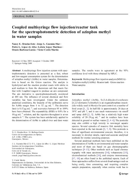 Pdf Coupled Multisyringe Flow Injectionreactor Tank For The Spectrophotometric Detection Of
