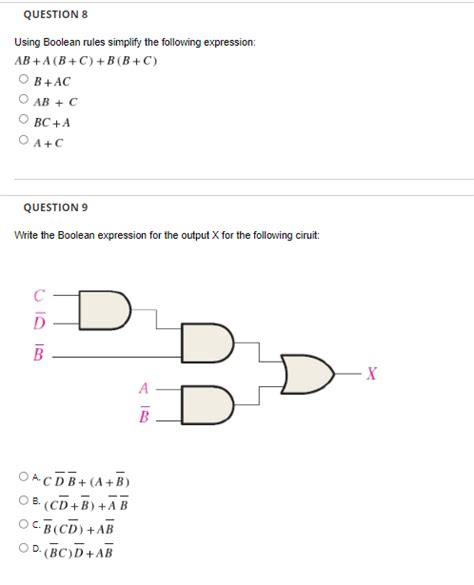 Solved QUESTION 8 Using Boolean rules simplify the following | Chegg.com