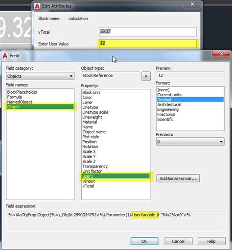 Field Calculations Within AutoCAD Blocks Do Not Update When Changing
